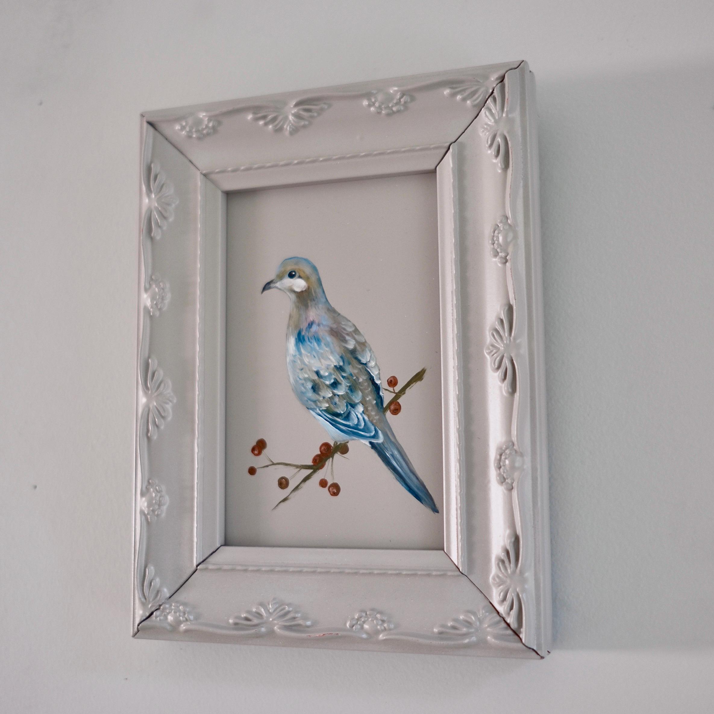Original Hand-painted Dove Oil Painting Vintage Framed Wall Art Unique ...