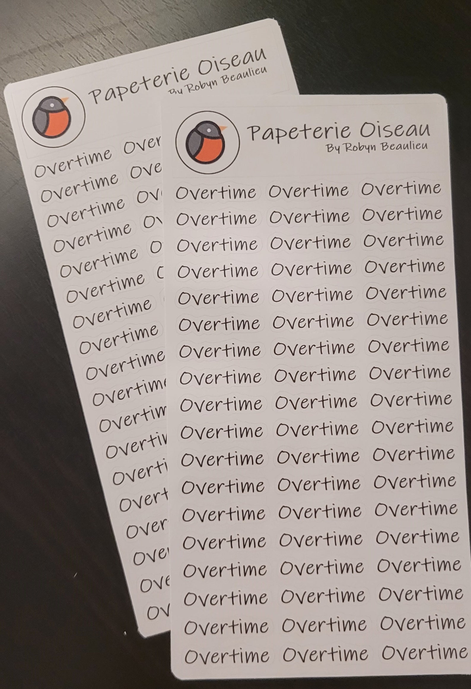 Overtime - Sticker Sheet - Etsy