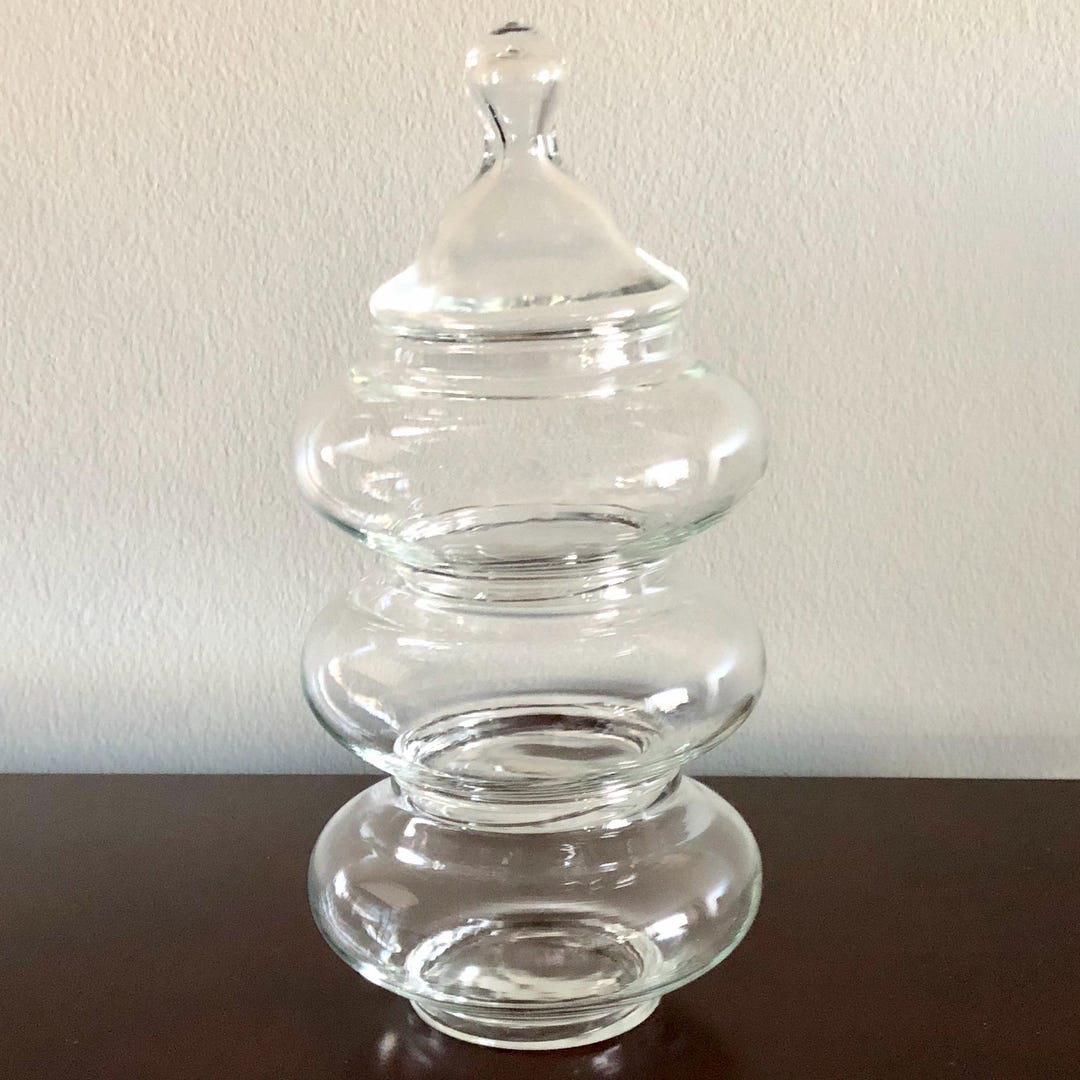Vintage PAGODA 3 Tier Stacking Glass Candy Jar Set With Lid by Anchor ...