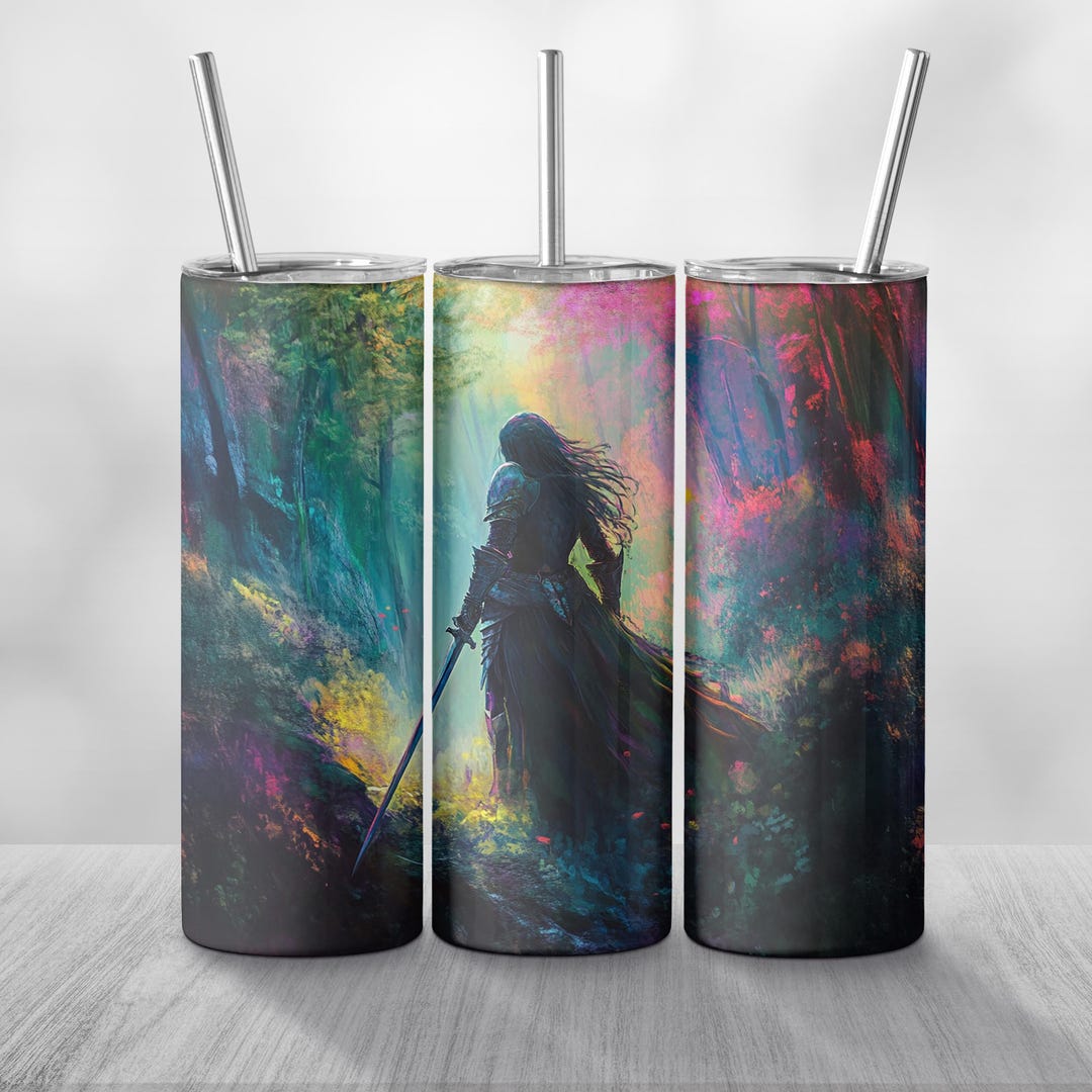 Medieval Female Knight, Fantasy, Forest, 20oz Skinny Tumbler ...