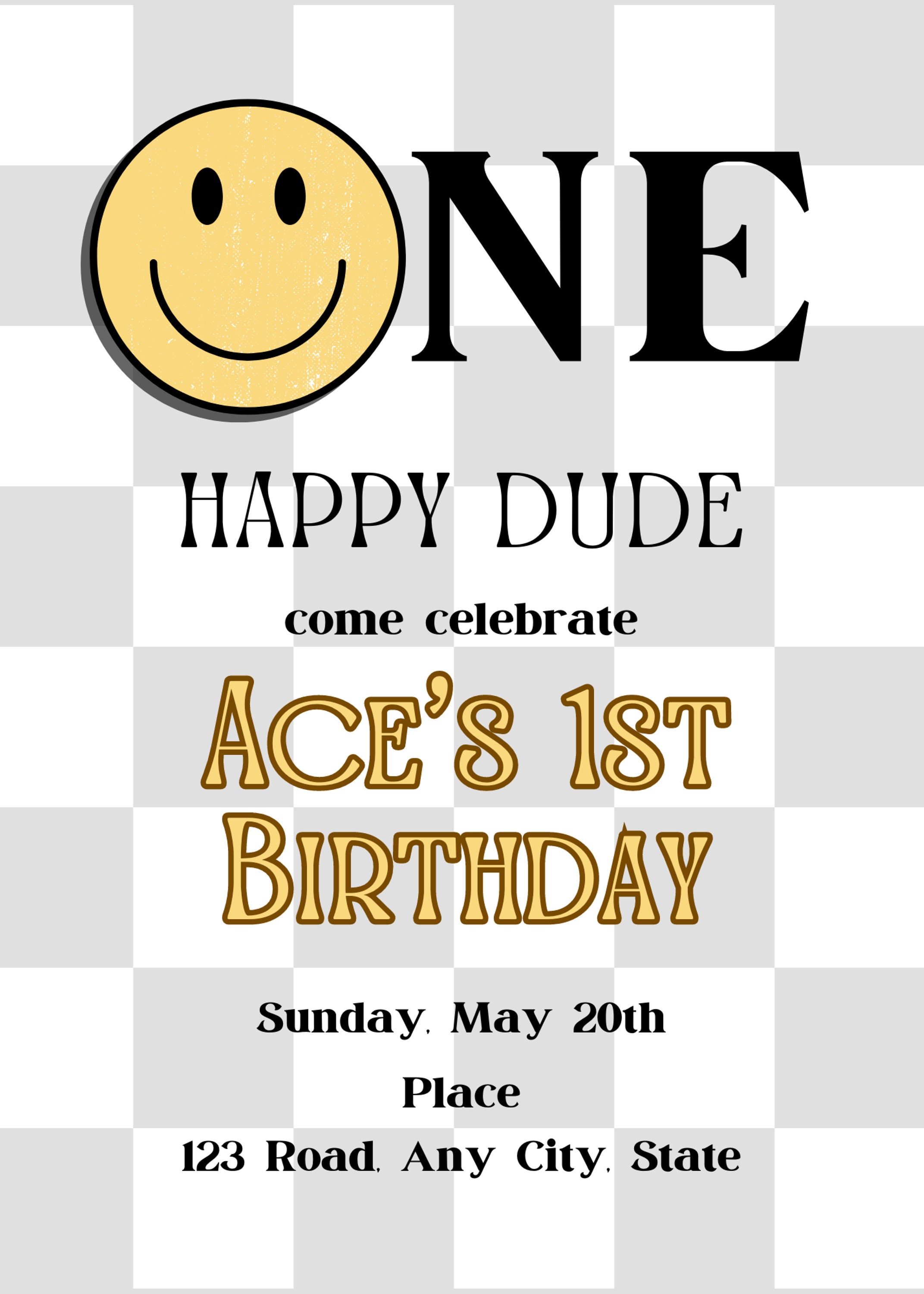 ONE Happy Dude - First Birthday Invitation Template - ONE Happy Dude ...