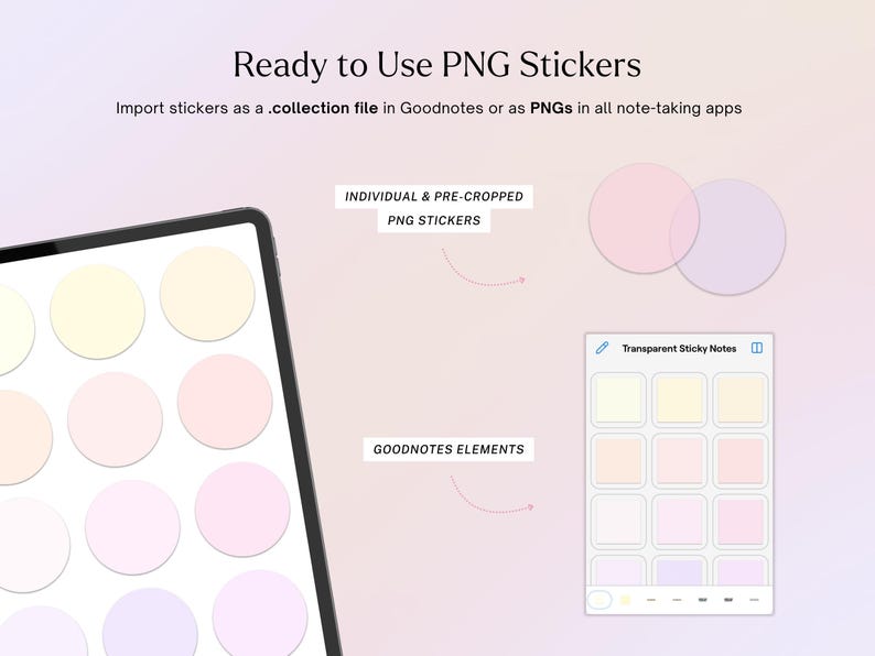 Digital Transparent Sticky Notes: Pastel Stickers for Goodnotes (PNG ...