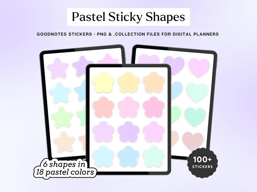 Digital Pastel Sticky Shapes | Digital Stickers for Goodnotes and ...