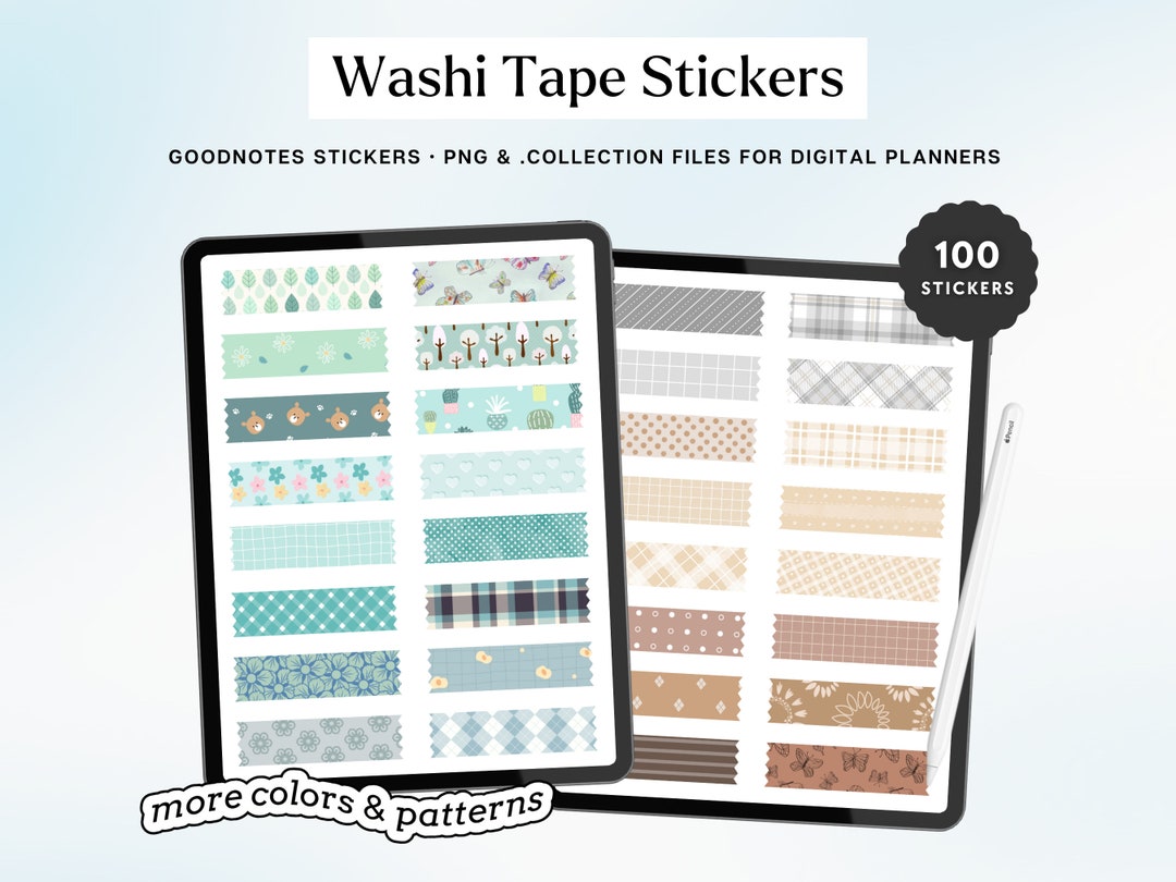 100 Digital Washi Tape Stickers Digital Stickers for Goodnotes and ...