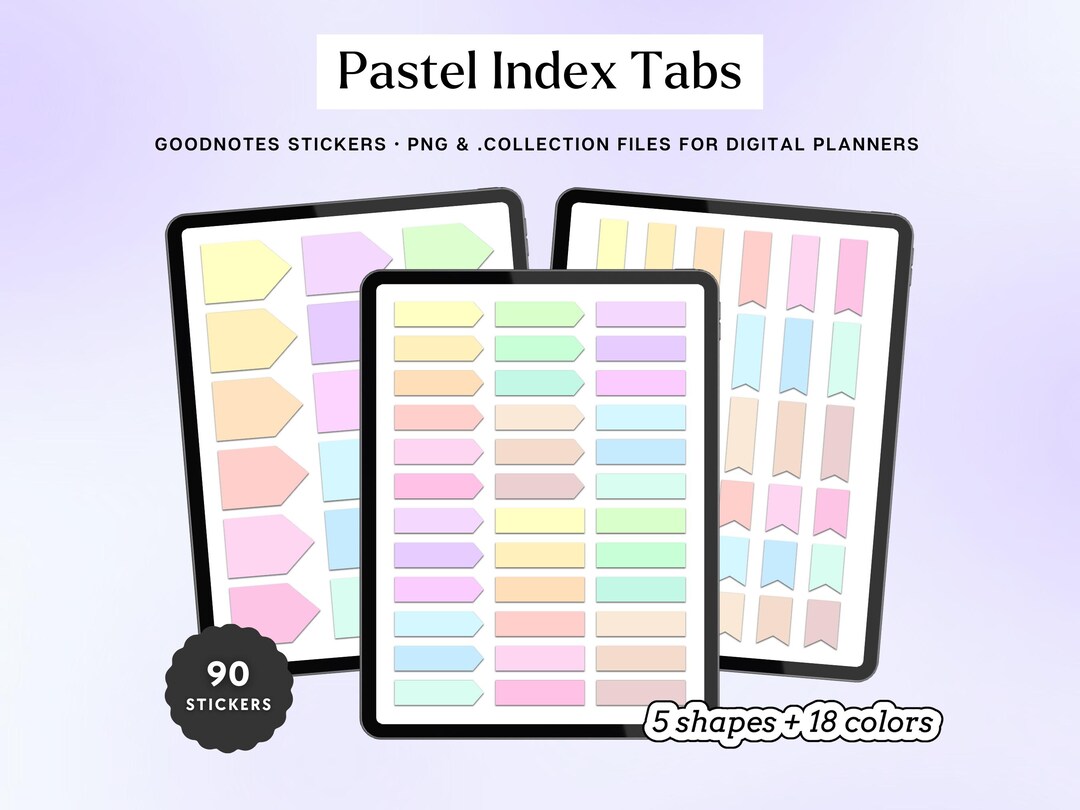 Digital Pastel Index Tabs | Digital Stickers for Goodnotes and ...