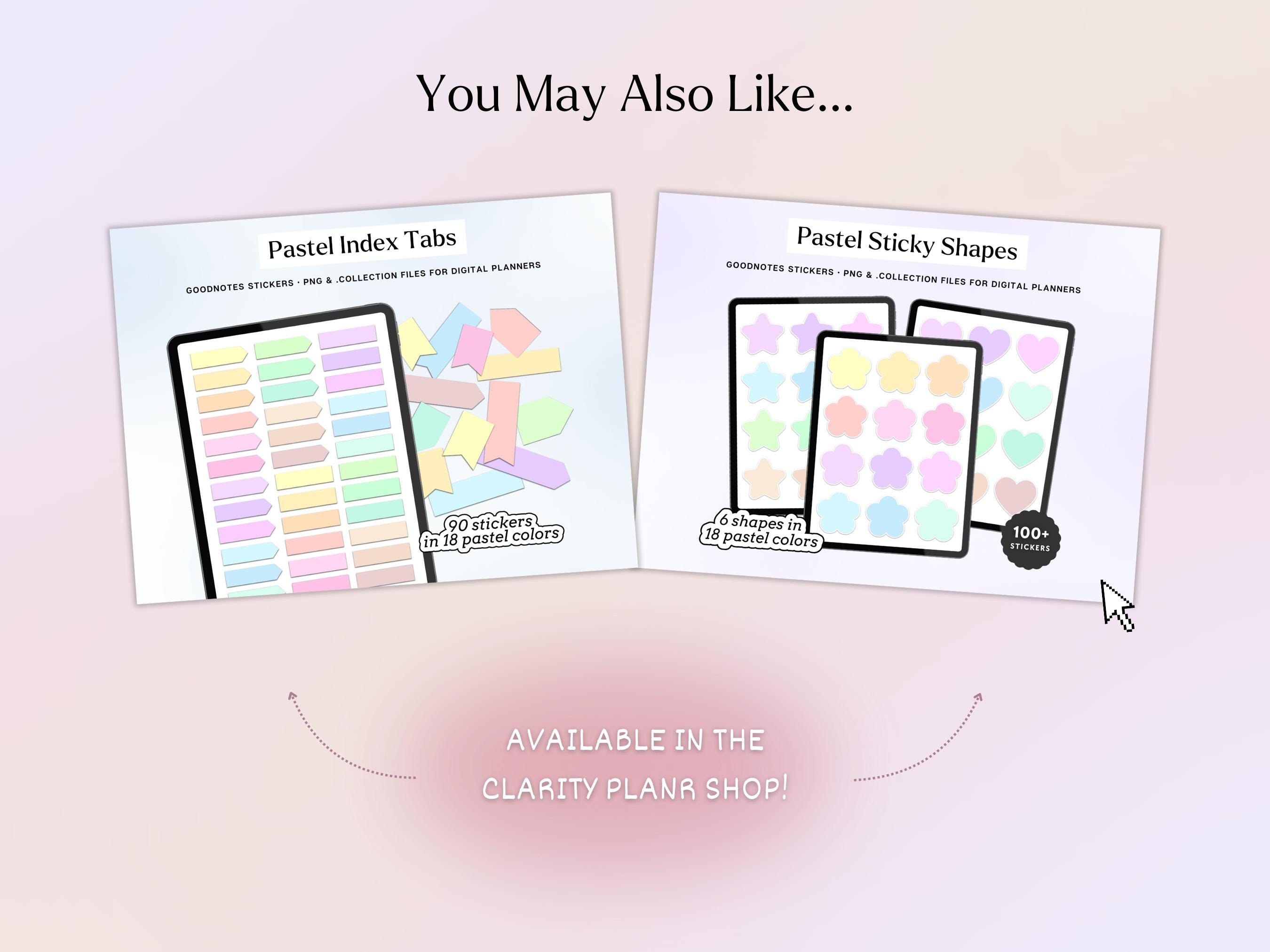 Digital Transparent Sticky Notes: Pastel Stickers for Goodnotes (PNG ...