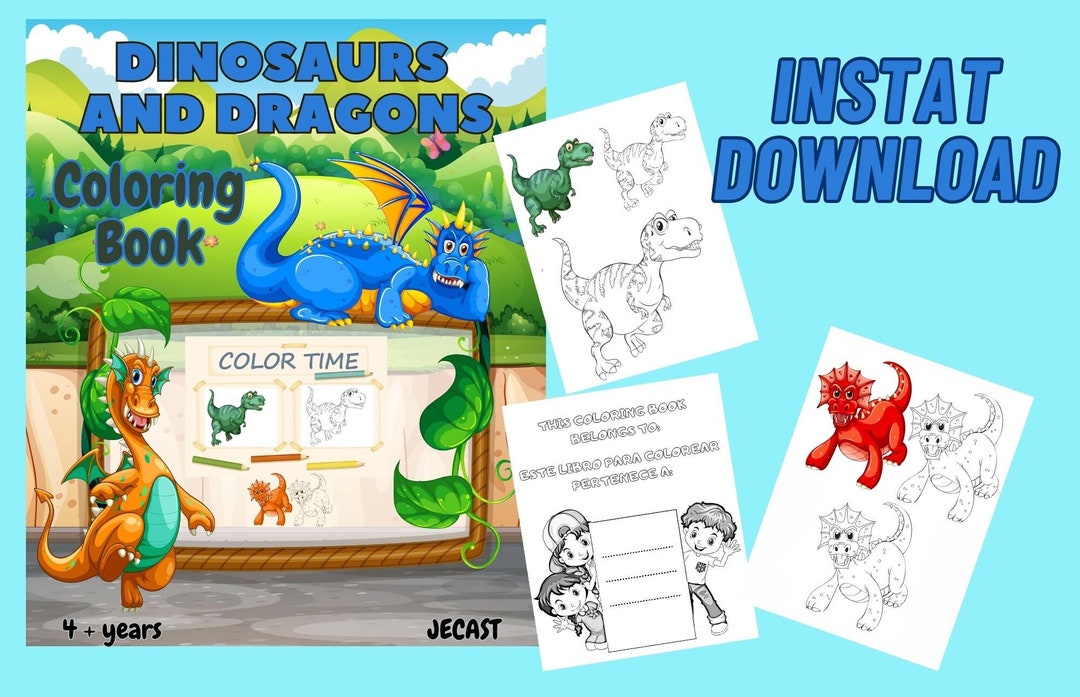 Dinosaurs and Dragons Coloring Book for 4+ Years, Coloring Book ...