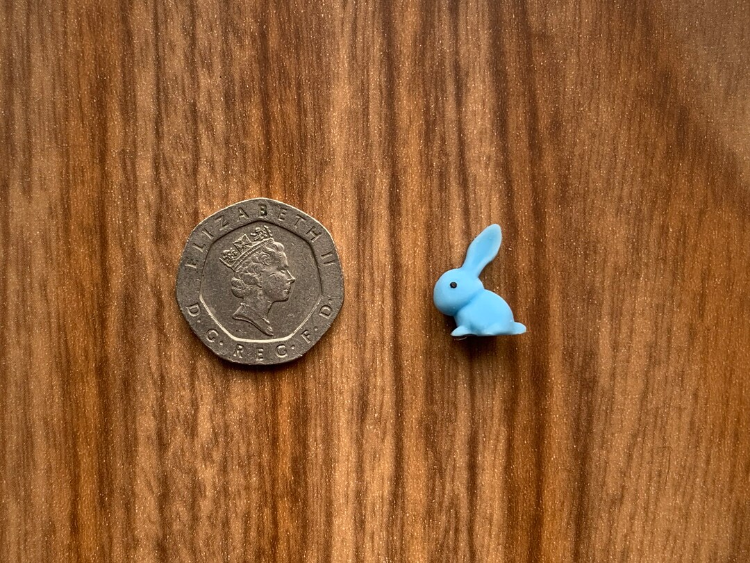 Miniature Blue Dolls House Snub-nosed Bunny Rabbit Ornament for 1/16th ...