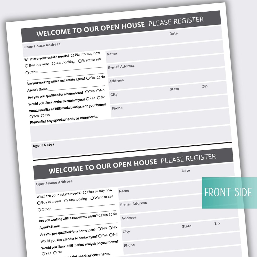 Open House Registry, Sign-in Sheet, for Organizers, Editable Canva ...