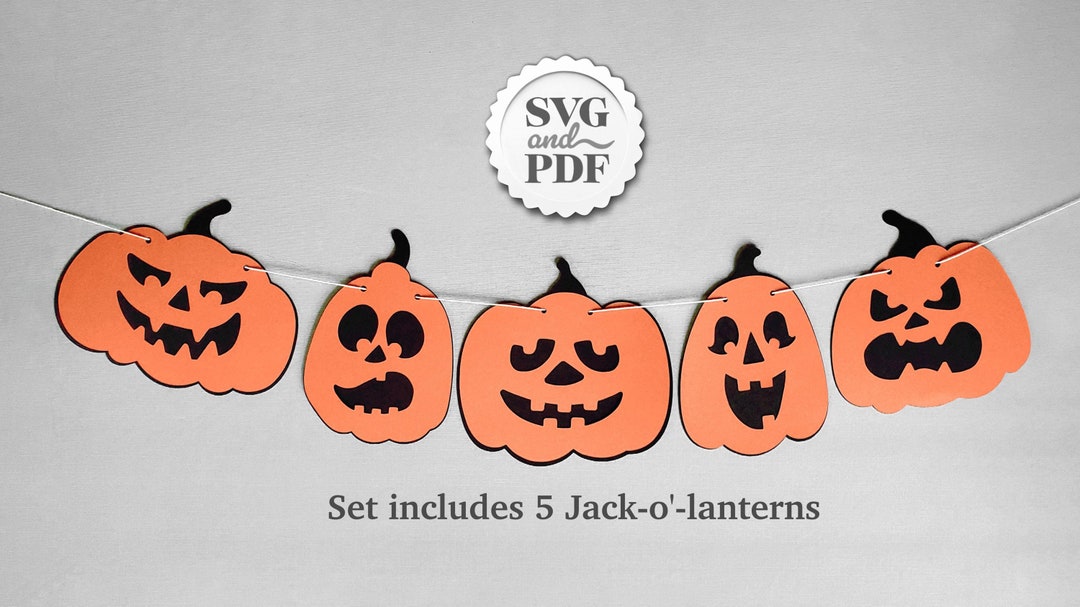 Jack O’ Lantern Pumpkin SVG Banner - Spooky Halloween Inspired Decor ...