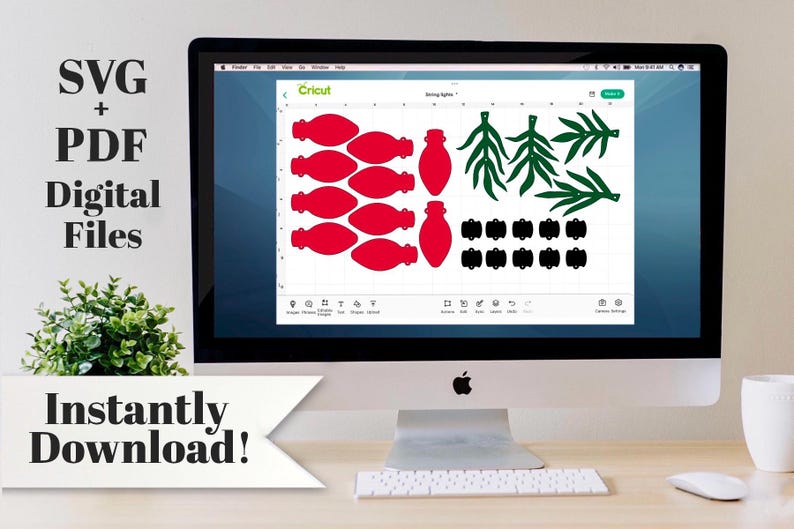 String Christmas Bulbs SVG Banner - Fairy Lights Holiday Party Bunting ...