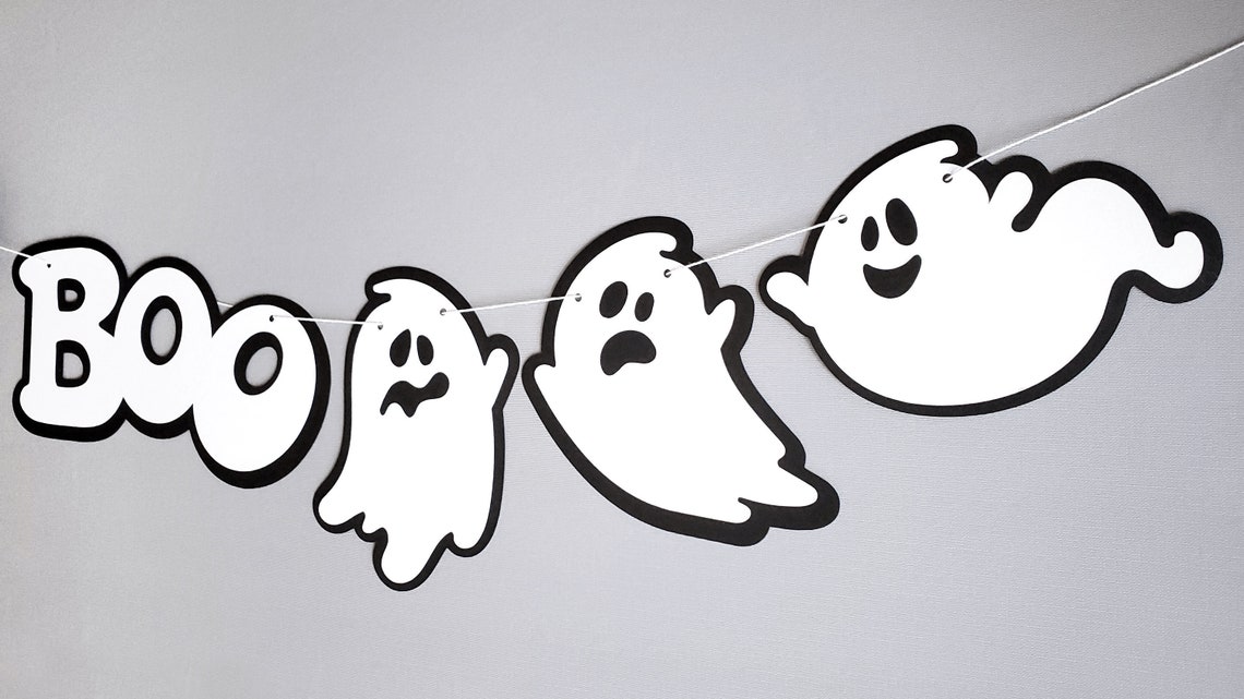 Ghosts SVG Banner Spooky Halloween Inspired Decor / DIY Digital Die Cut ...