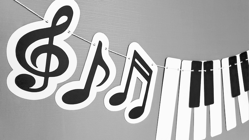 Musical Notes SVG Banner / Music Party Piano Keys Decor / DIY Digital ...