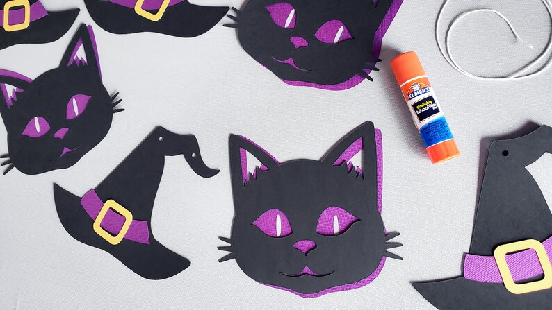 Cats and Witch Hats SVG Banner - Magic Halloween Inspired Decor / DIY ...
