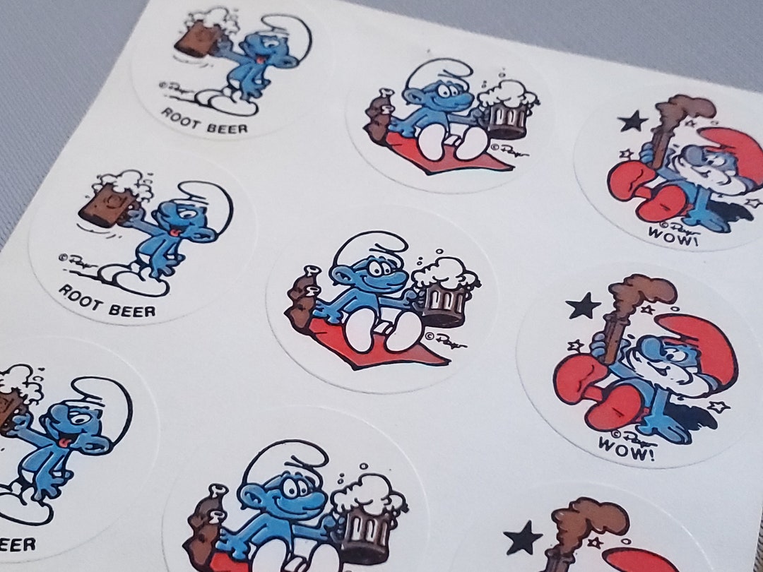 Smurfs Scratch 'n Sniff Root Beer Scent Retro Smurfy Stickers - 9 Seals ...