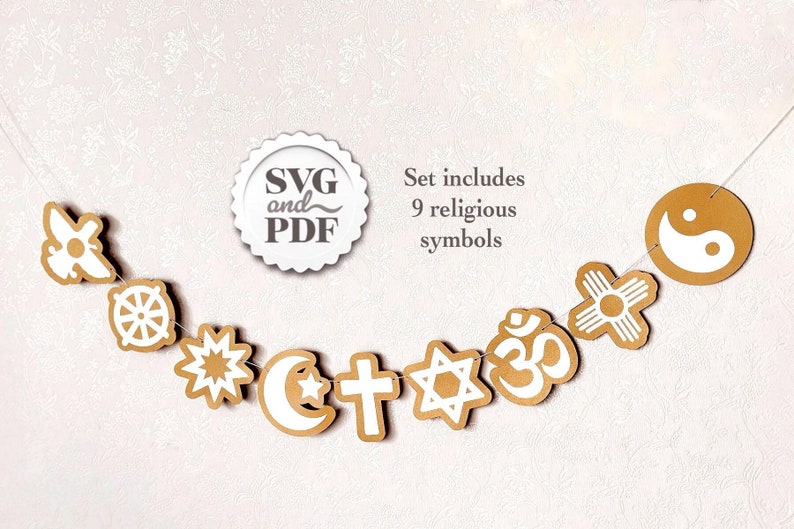 9 World Religion Symbols SVG Banner - Peace Unity Interfaith Multi ...