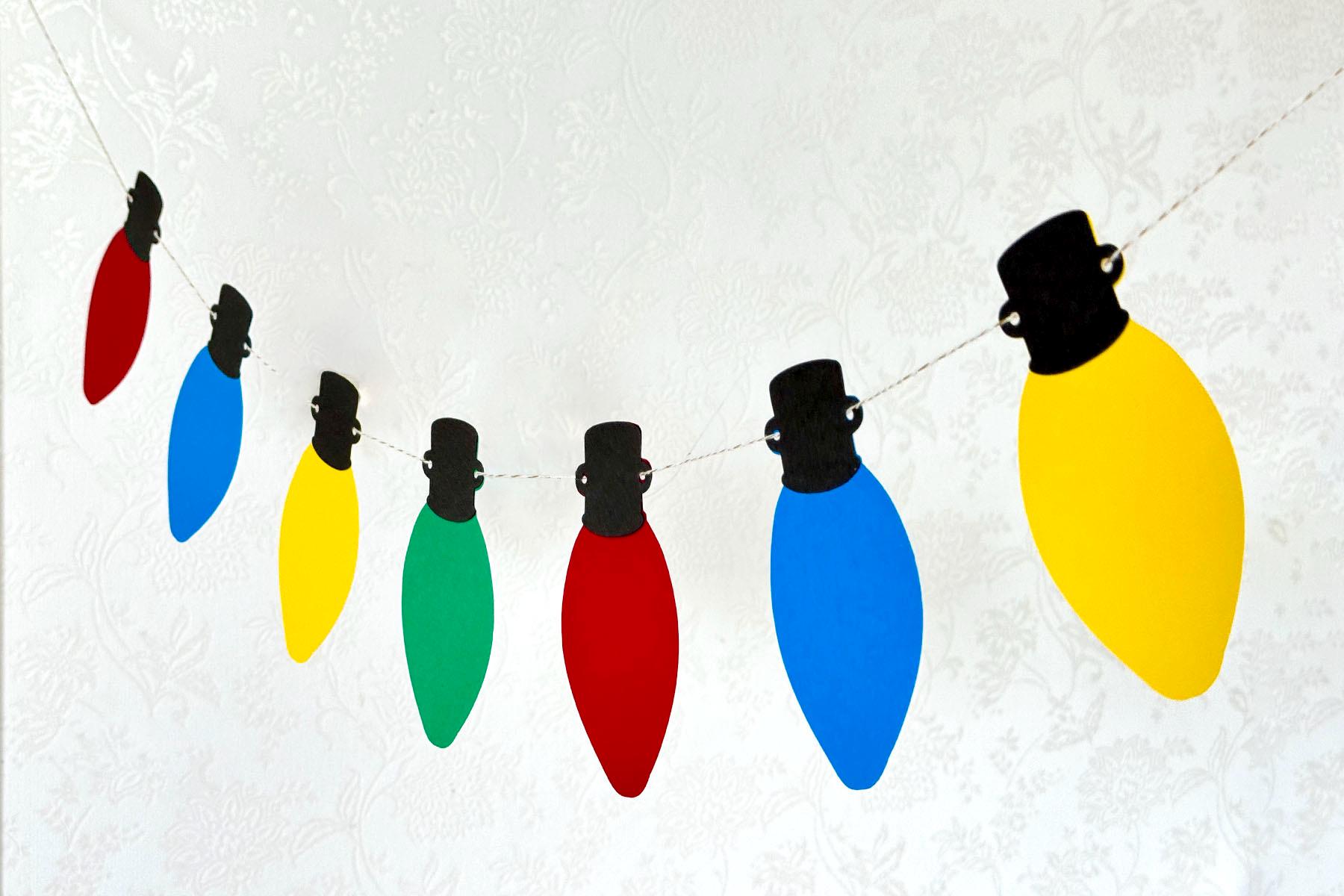 String Christmas Bulbs SVG Banner - Fairy Lights Holiday Party Bunting ...