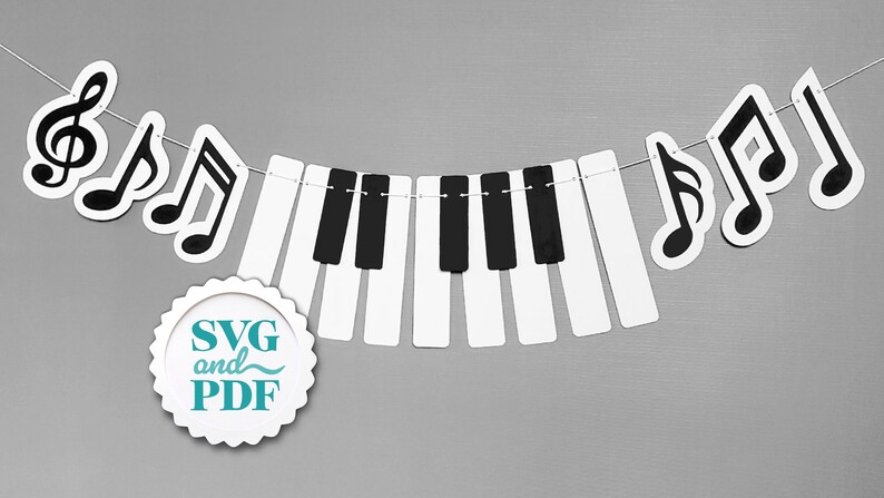 Musical Notes SVG Banner / Music Party Piano Keys Decor / DIY Digital ...
