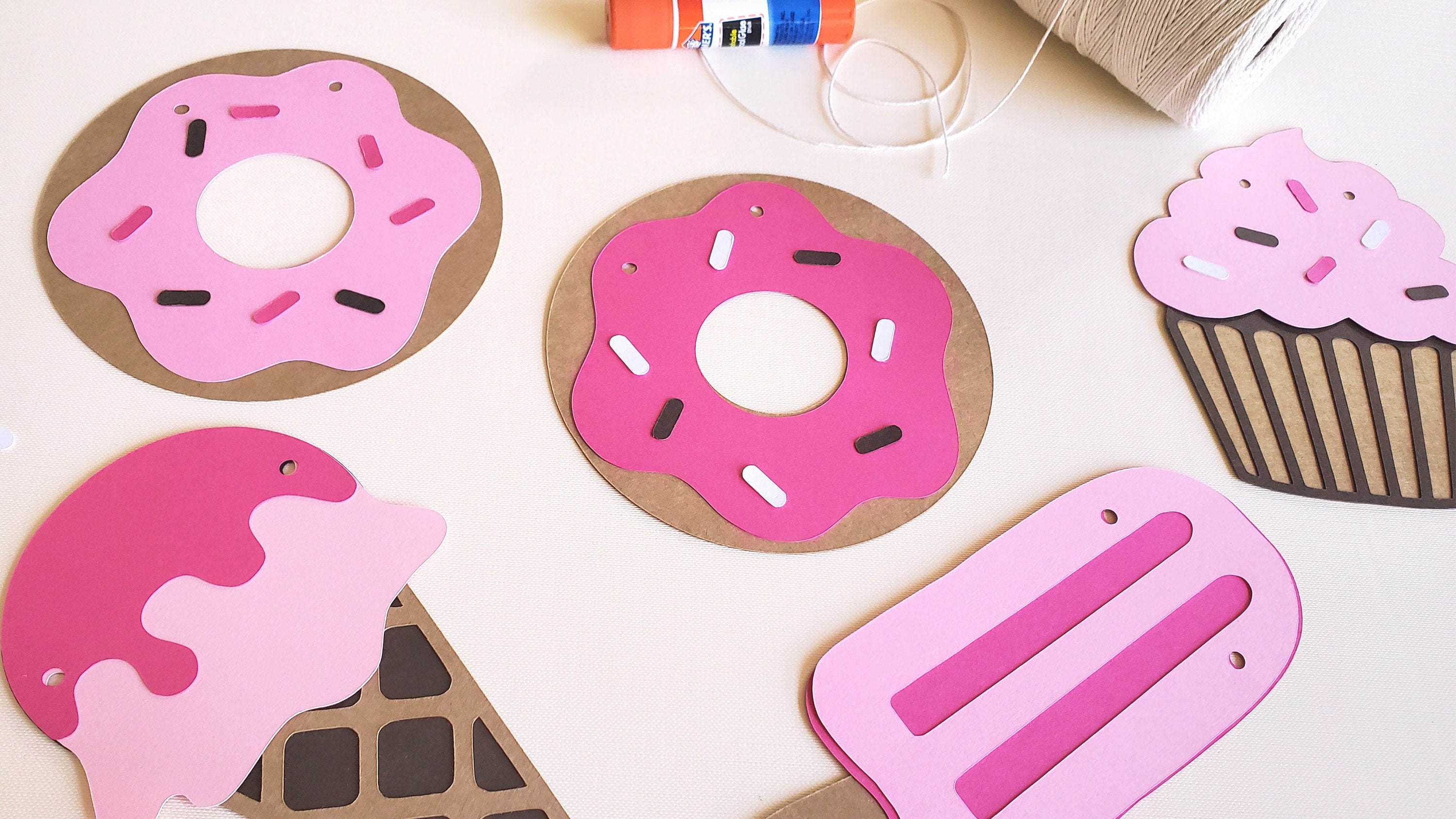 Sweet Treats SVG Banner - Ice Cream Cone, Cupcake, Donut and Popsicle ...