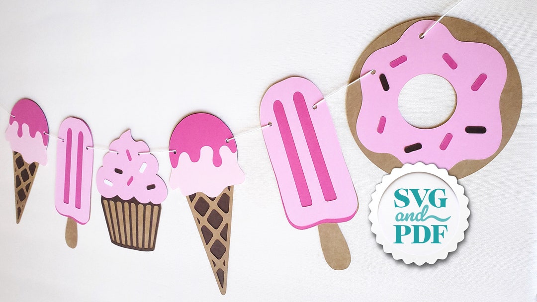 Sweet Treats SVG Banner Ice Cream Cone Cupcake Donut and - Etsy