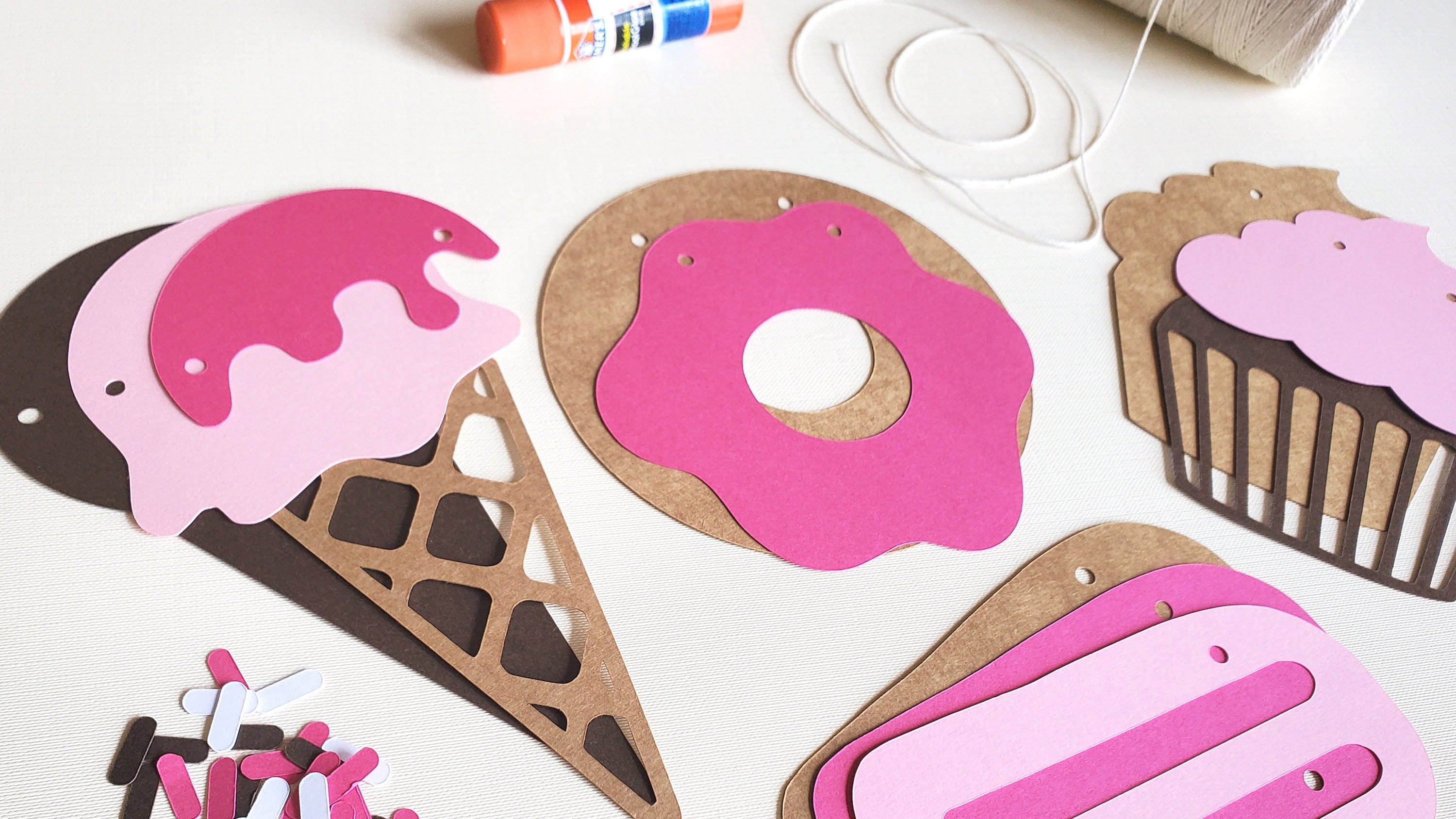 Sweet Treats SVG Banner - Ice Cream Cone, Cupcake, Donut and Popsicle ...