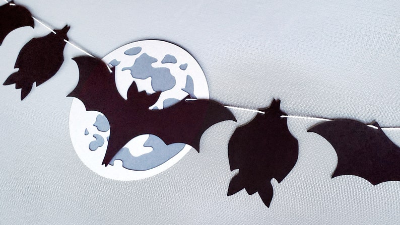 Bats and the Full Moon SVG Banner - Spooky Halloween Vampire Decor ...