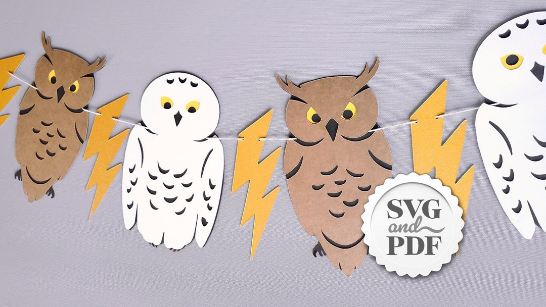Magical Owls SVG Banner Wizard With Lightning Bolt Inspired Decor / DIY ...