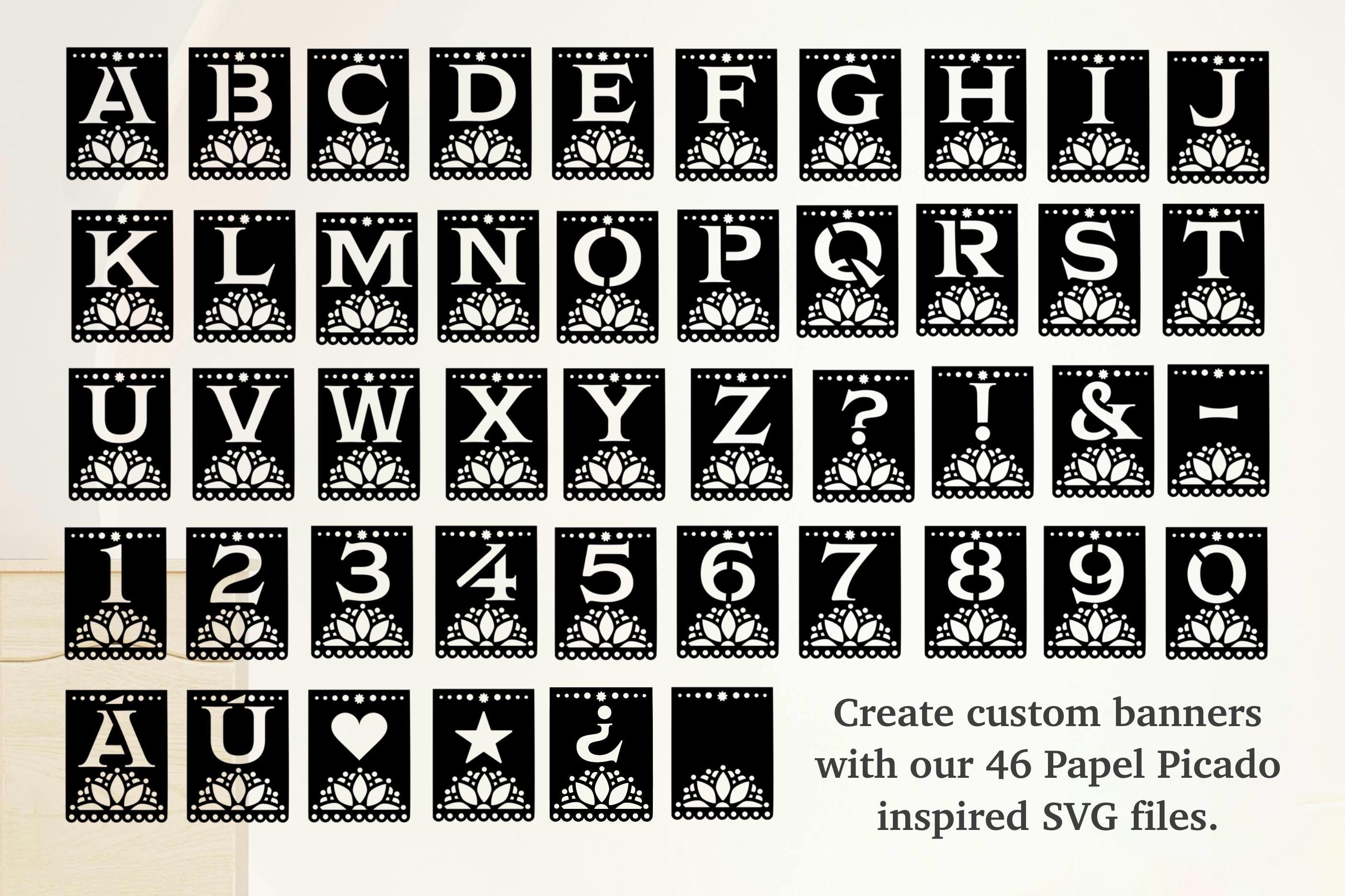 Papel Picado Alphabet SVG Banner / Custom Wedding Garland / DIY Digital ...