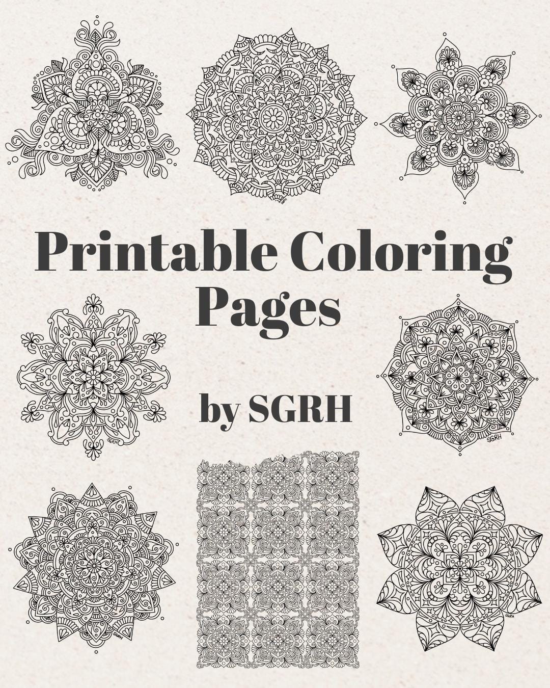 Printable Hand-drawn 'mandala' Coloring Pages by SGRH - Etsy