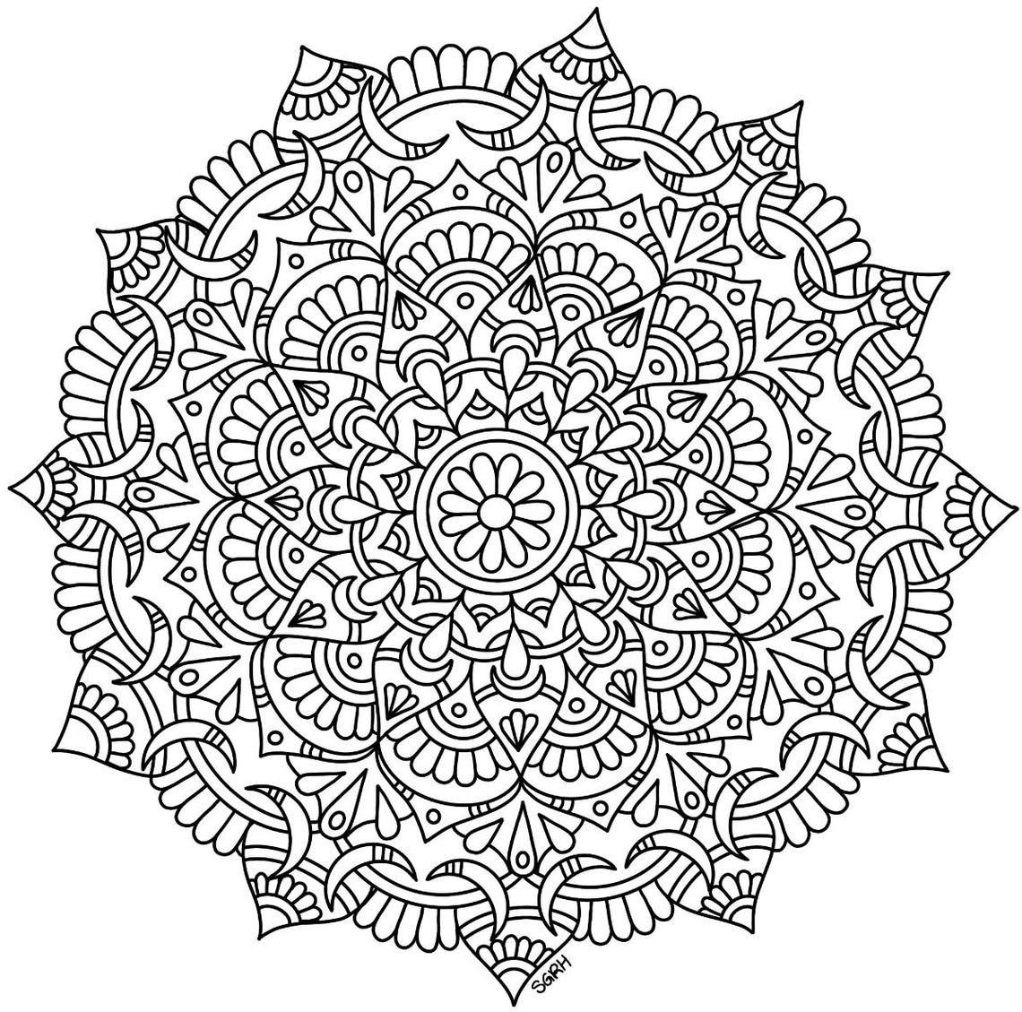 Printable Hand-drawn 'mandala' Coloring Pages by SGRH - Etsy