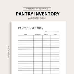 Pantry Inventory Sheet, Food Storage Checklist, Kitchen Organization ...