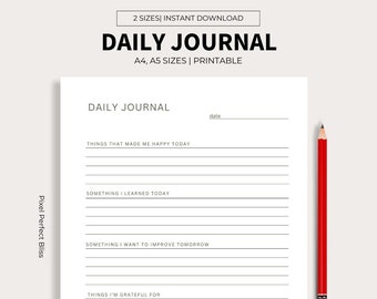 Daily Check-in Journal Page Printable, Everyday Easy-to-use Journaling ...