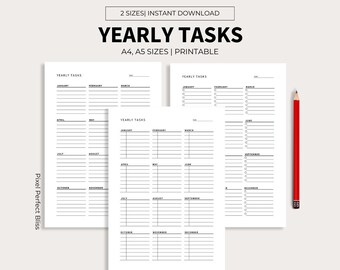 Yearly Plan Landscape Template, Printable Yearly Planner on One Page ...