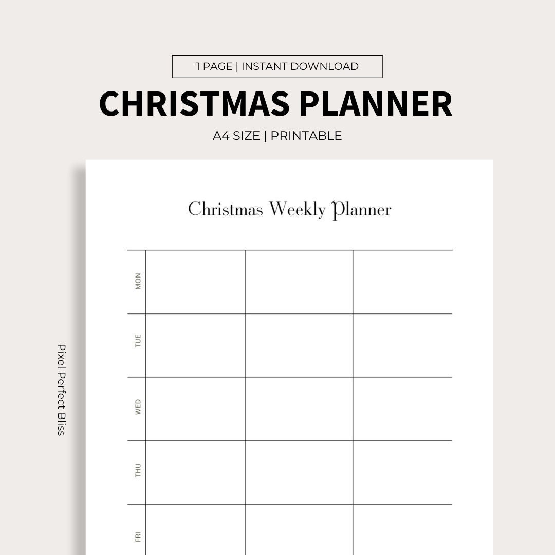 Christmas Weekly Planner Printable Practical Holidays 7-day - Etsy