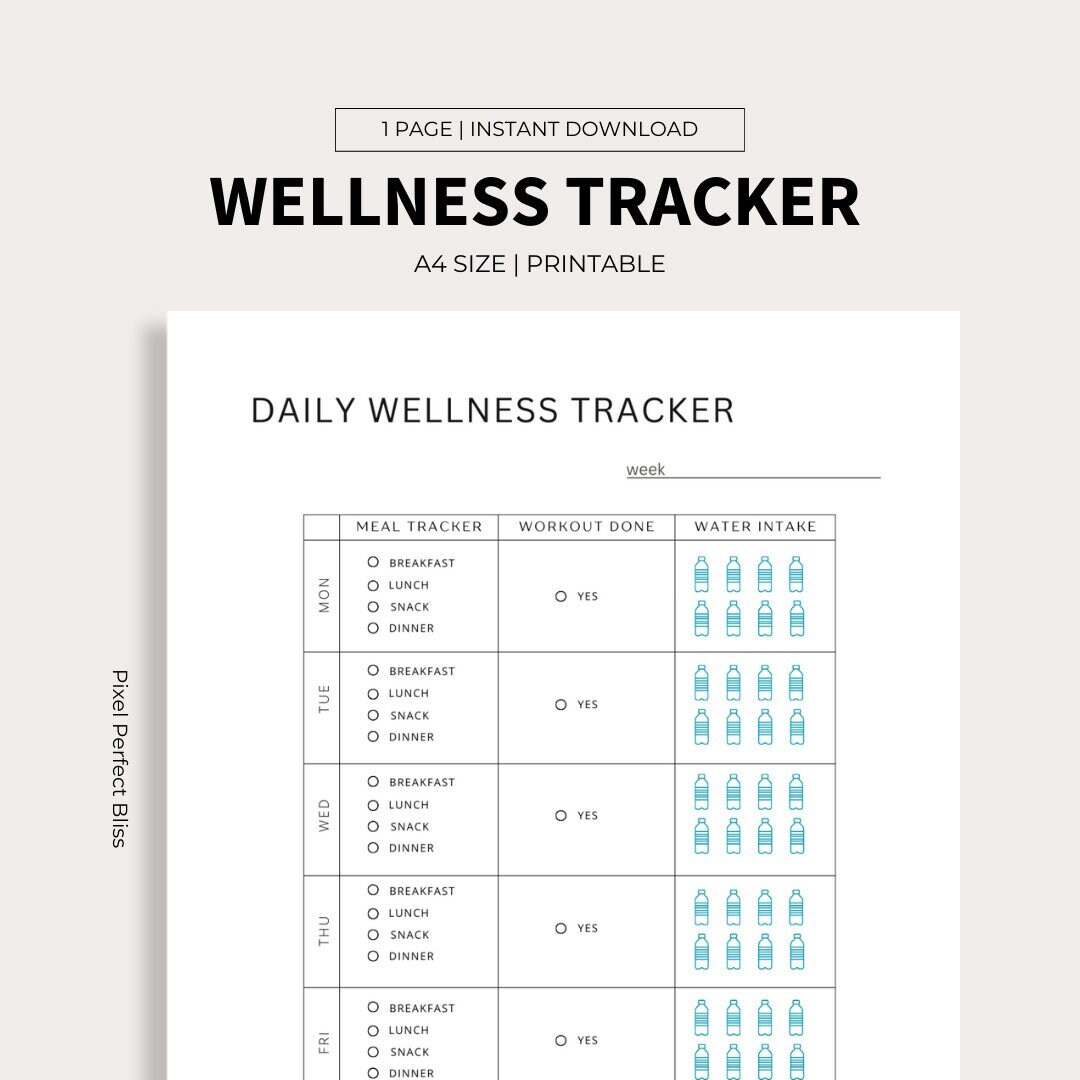 Daily Wellness Tracker Printable, Everyday Easy-to-use Healthy Habits ...