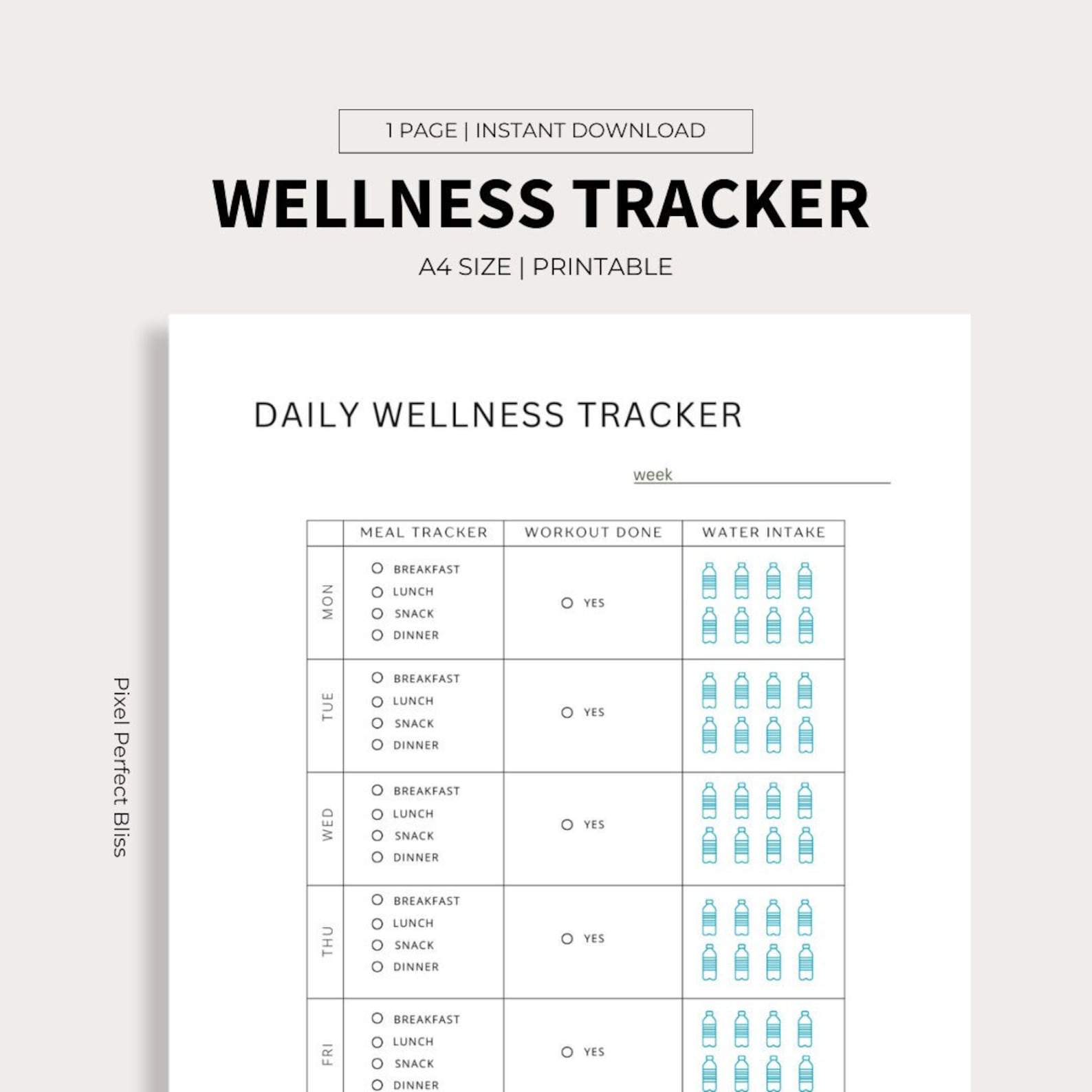 Daily Wellness Tracker Printable, Everyday Easy-to-use Healthy Habits ...
