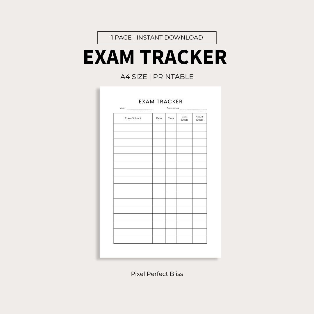 Exam Tracker Printable Exam Performance Log Student Planner - Etsy