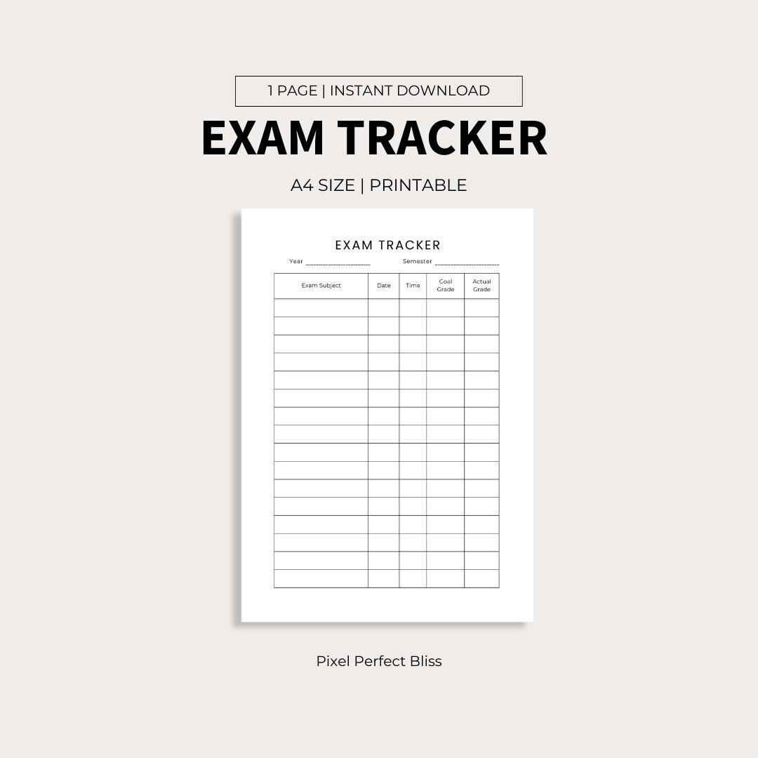 Exam Tracker Printable Exam Performance Log Student Planner - Etsy