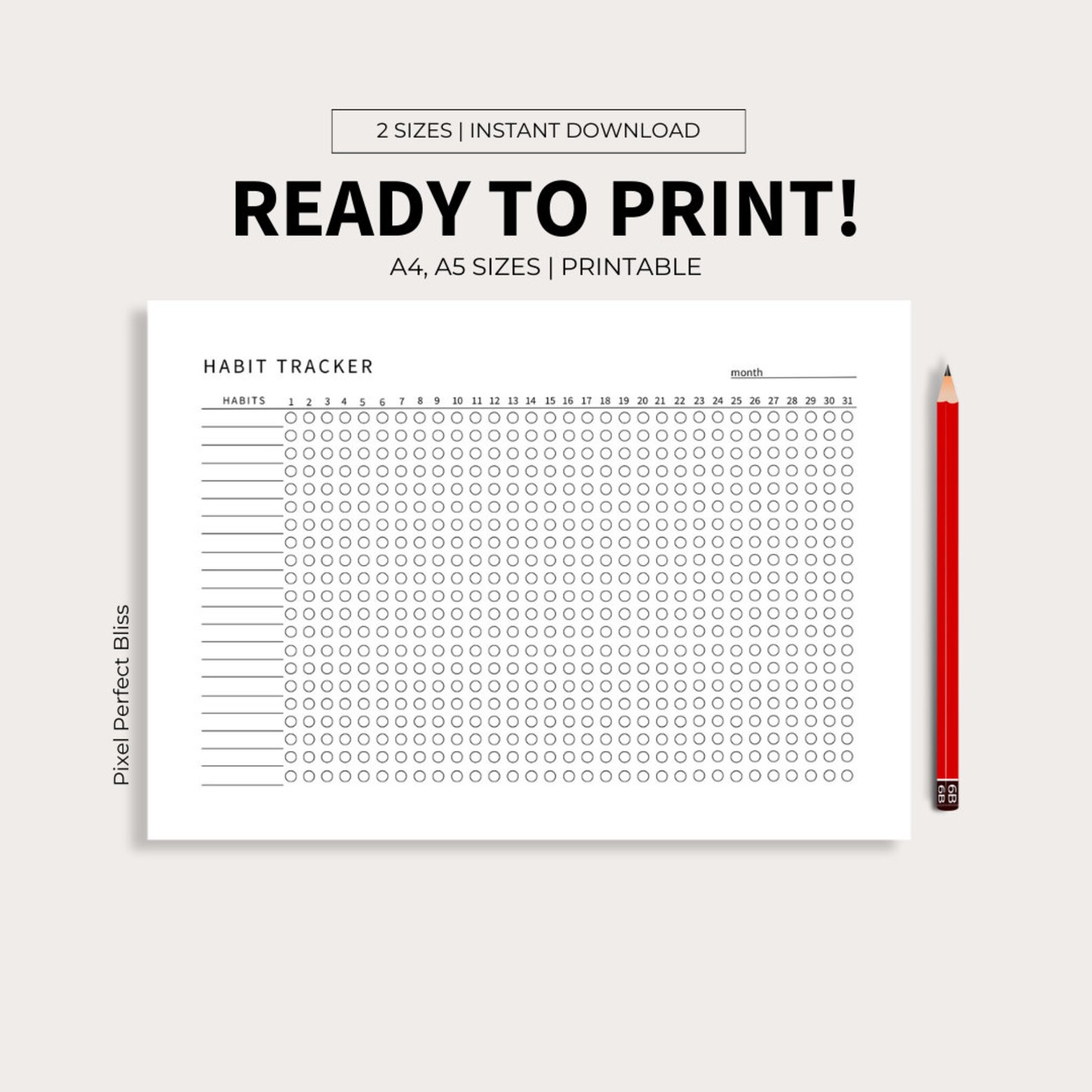 30 Days Habit Tracker Printable Landscape, Monthly Easy-to-use Routine ...