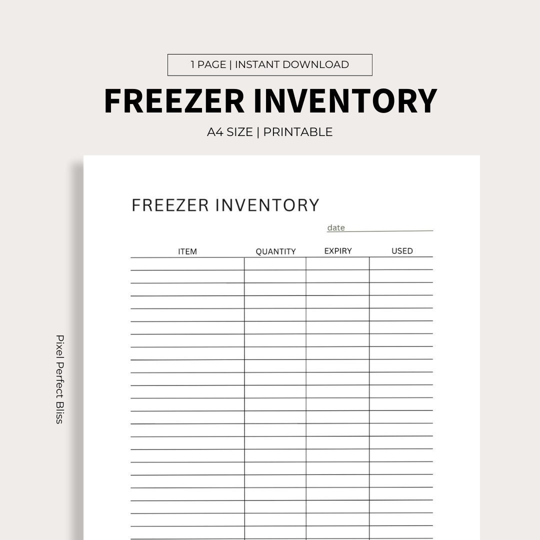 Freezer Inventory Worksheet, Food Storage Checklist, Kitchen ...