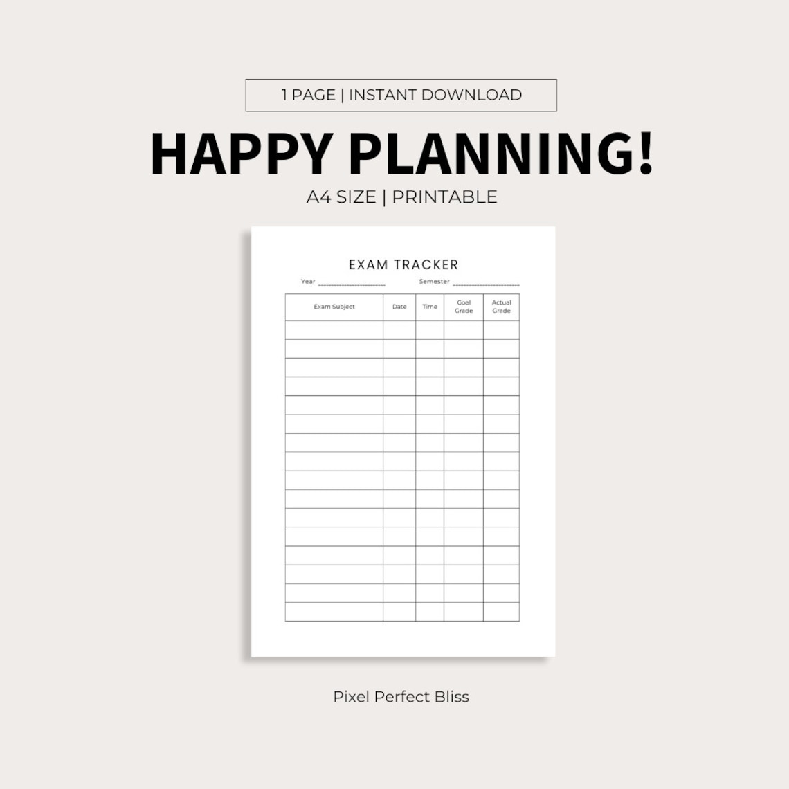Exam Tracker Printable, Exam Performance Log, Student Planner, Study ...