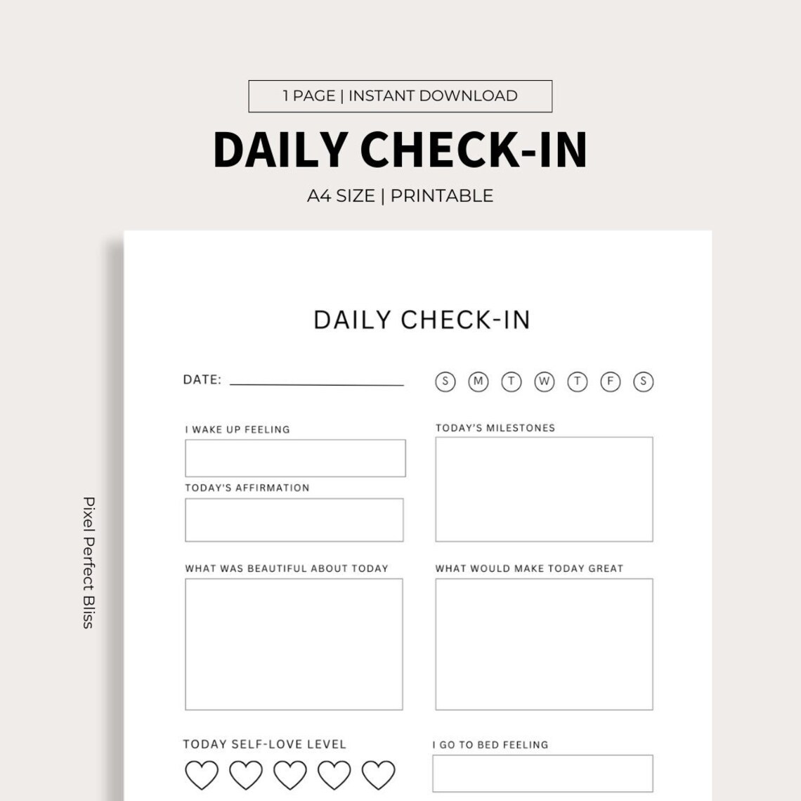 Daily Check-in Journal Page: A4 Printable (instant Download) - Etsy