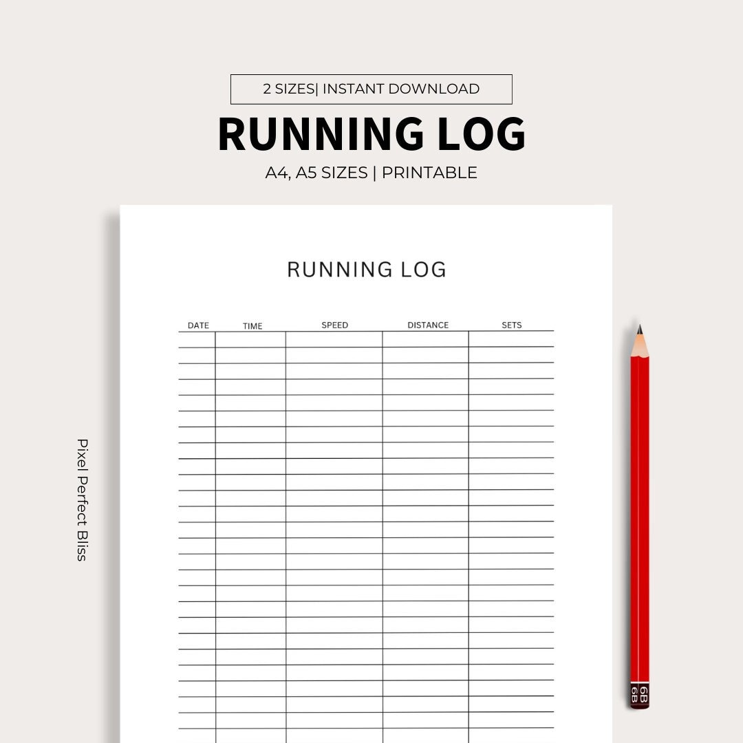 Running Log Printable, Daily Exercise Planner, Workout Routine, Minimal ...