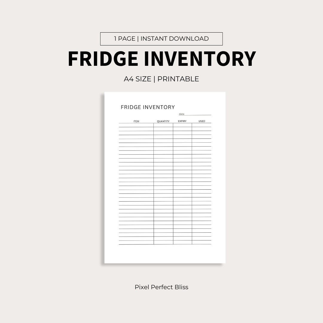 Fridge Inventory Sheet Food Storage Checklist Kitchen - Etsy