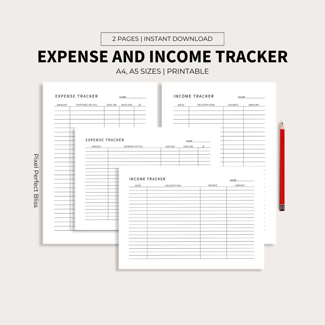 Income & Expense Tracker, Monthly Budget Planner Printable, Financial ...