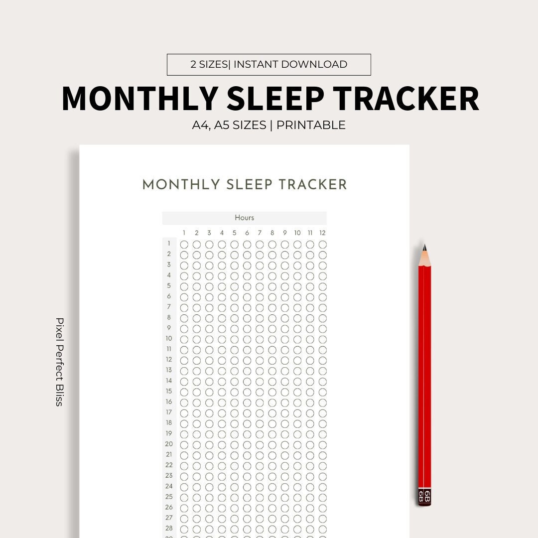 Monthly Sleep Tracker Printable, Everyday Easy-to-print Hours of Sleep ...