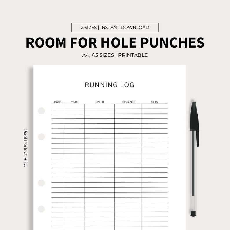 Running Log Printable, Daily Exercise Planner, Workout Routine, Minimal ...