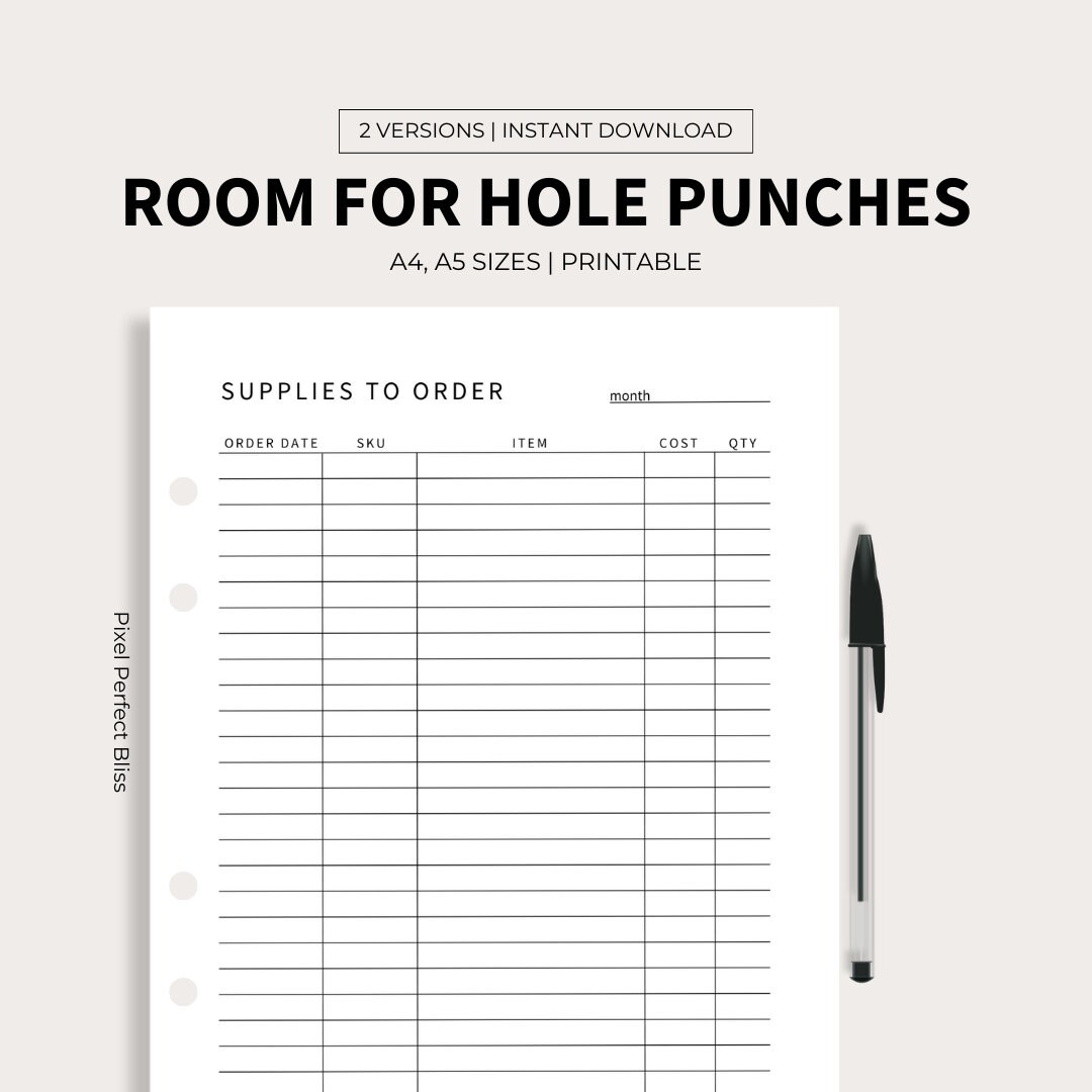 Supplies to Order Tracker, Supplies Management Form, Small Business ...