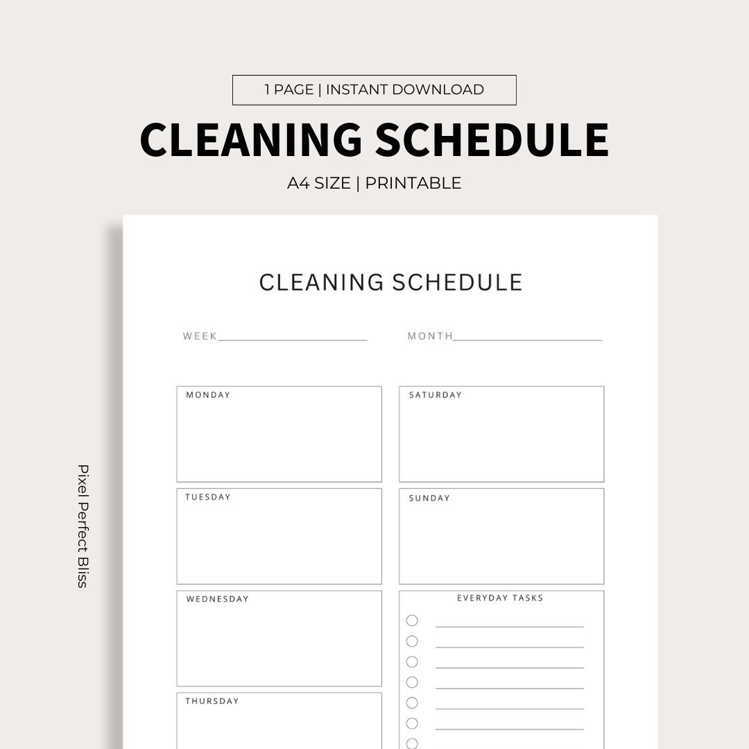 Cleaning Schedule, Housekeeping Routine Checklist, Practical Easy to ...