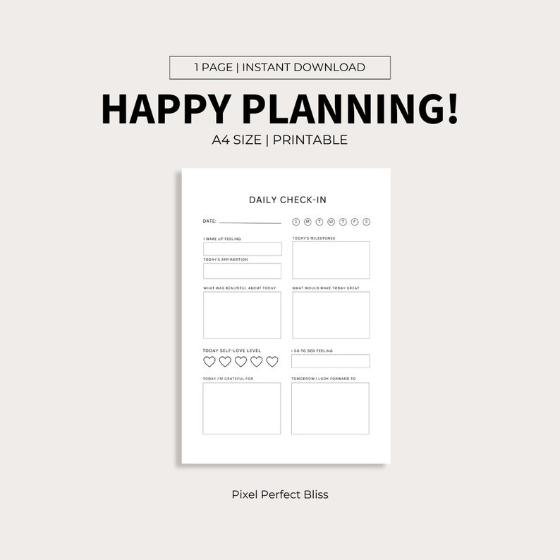 Daily Check-in Journal Page: A4 Printable (instant Download) - Etsy